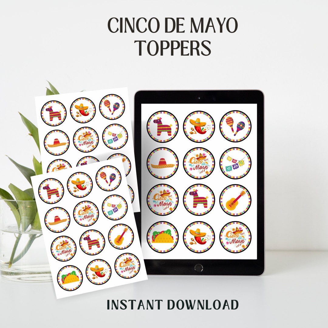 Cinco De Mayo Printable Cupcake Toppers, Instant Download, Cinco De ...