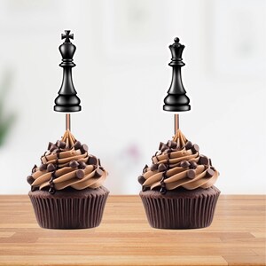 Chess Pieces Cupcake Toppers, King, Queen, Chess Birthday Party, Chess ...