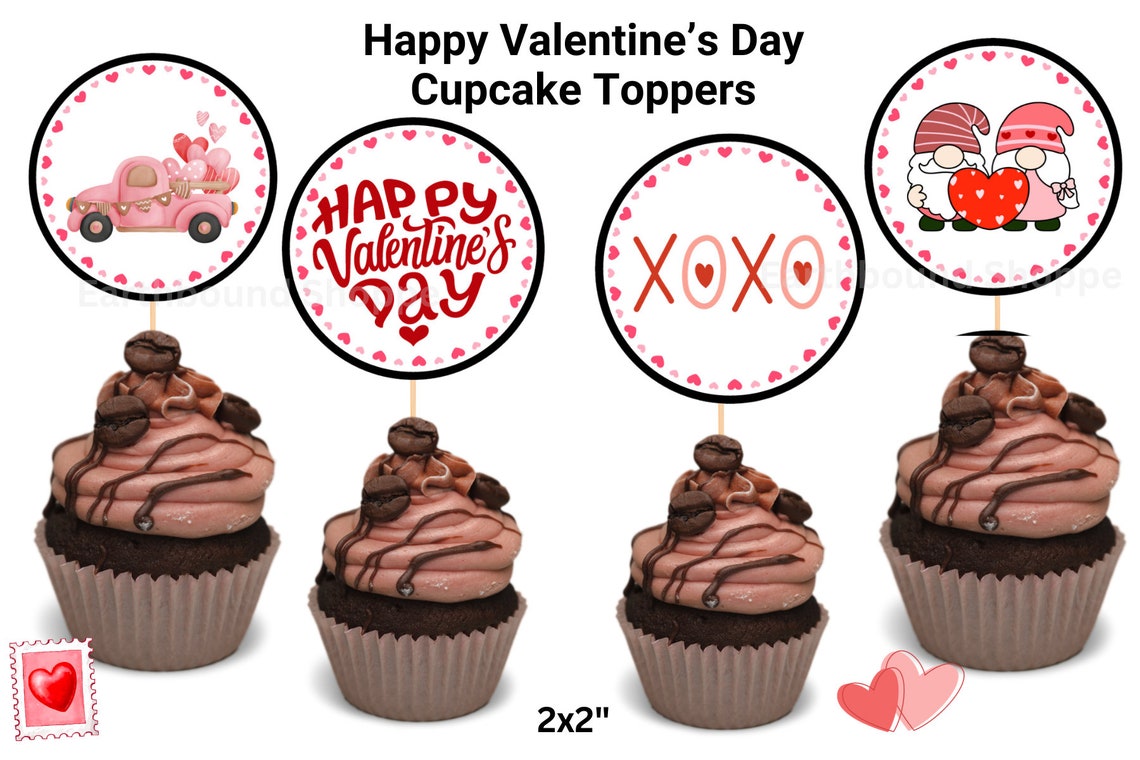 Valentine's Day Printable Cupcake Toppers, Love Hearts Theme Party ...