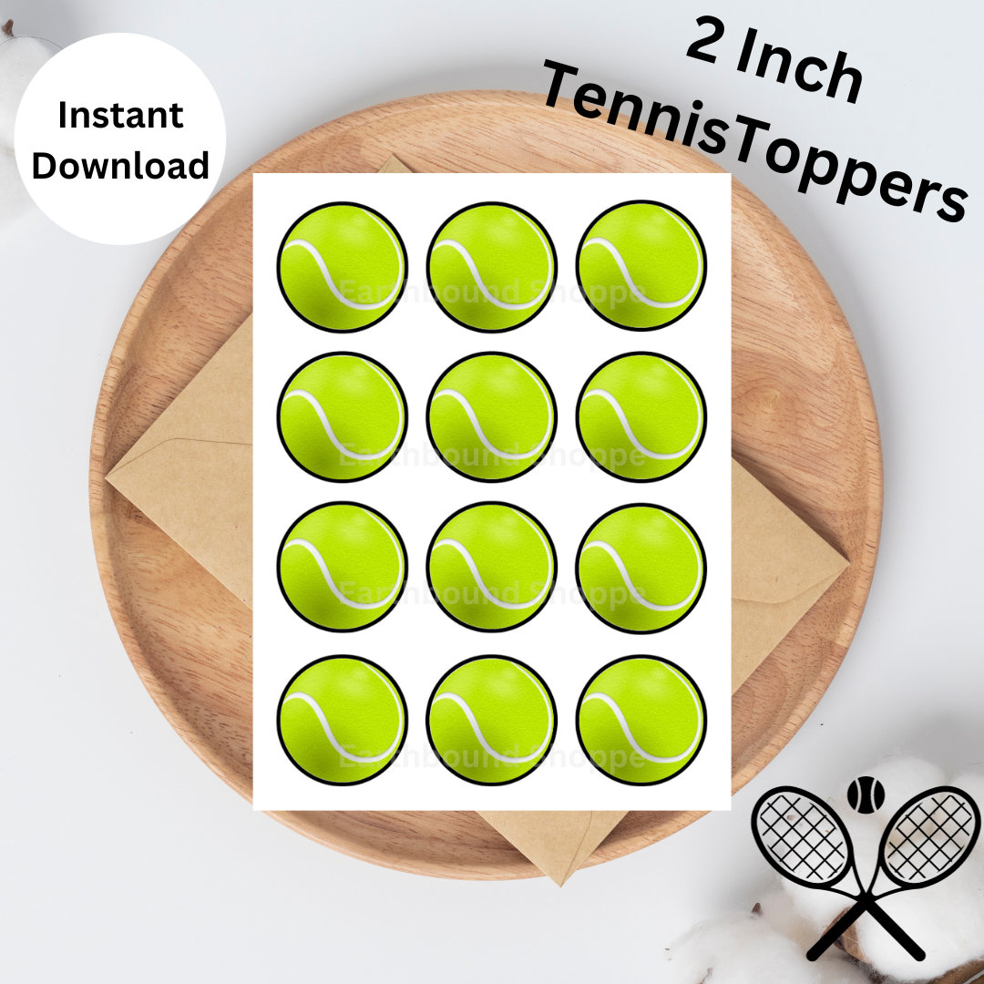 2 Inch Green Tennis Ball Printable Cupcake Toppers Sports Theme ...
