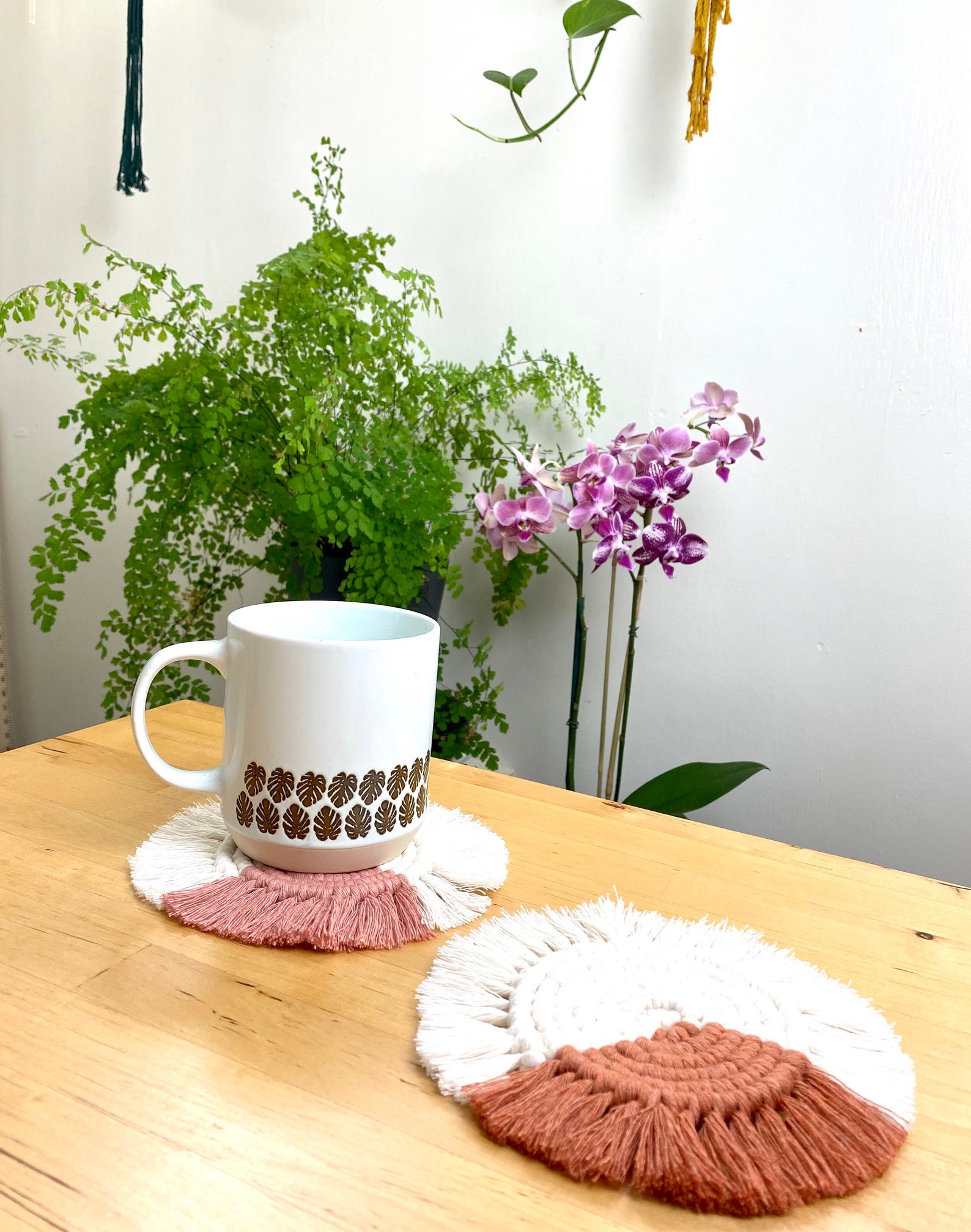 Color Block Macrame Coaster Macrame Coaster Hostess Gift - Etsy