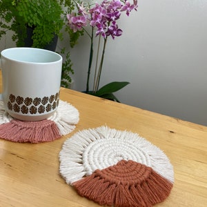 Color Block Macrame Coaster Macrame Coaster Hostess Gift - Etsy