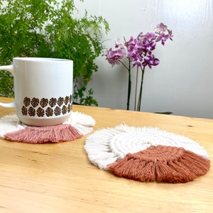 Color Block Macrame Coaster Macrame Coaster Hostess Gift - Etsy