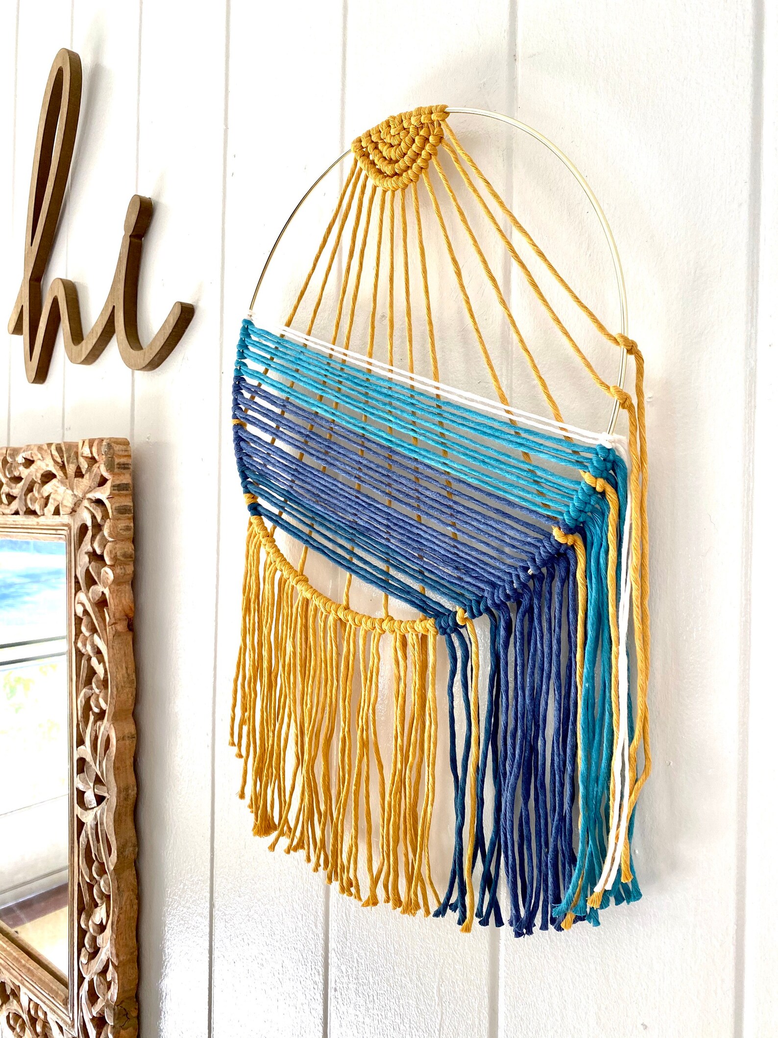 Modern Macrame Sun and Surf Beach Macrame Decor Boho Wall - Etsy