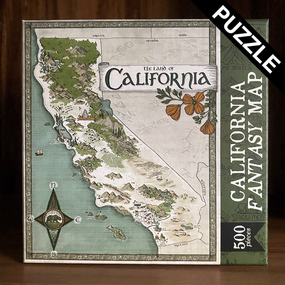 California Fantasy Map Puzzle 500 Piece Puzzle Map Art, RPG Map Fantasy ...