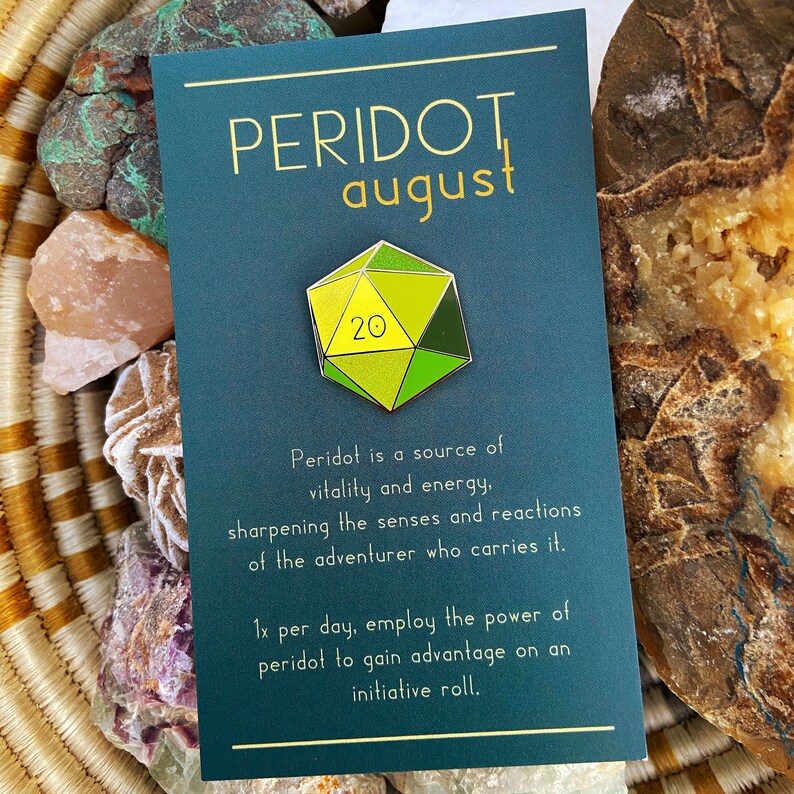 Peridot D20 August Birthstone D&D/RPG Enamel Pin | Etsy