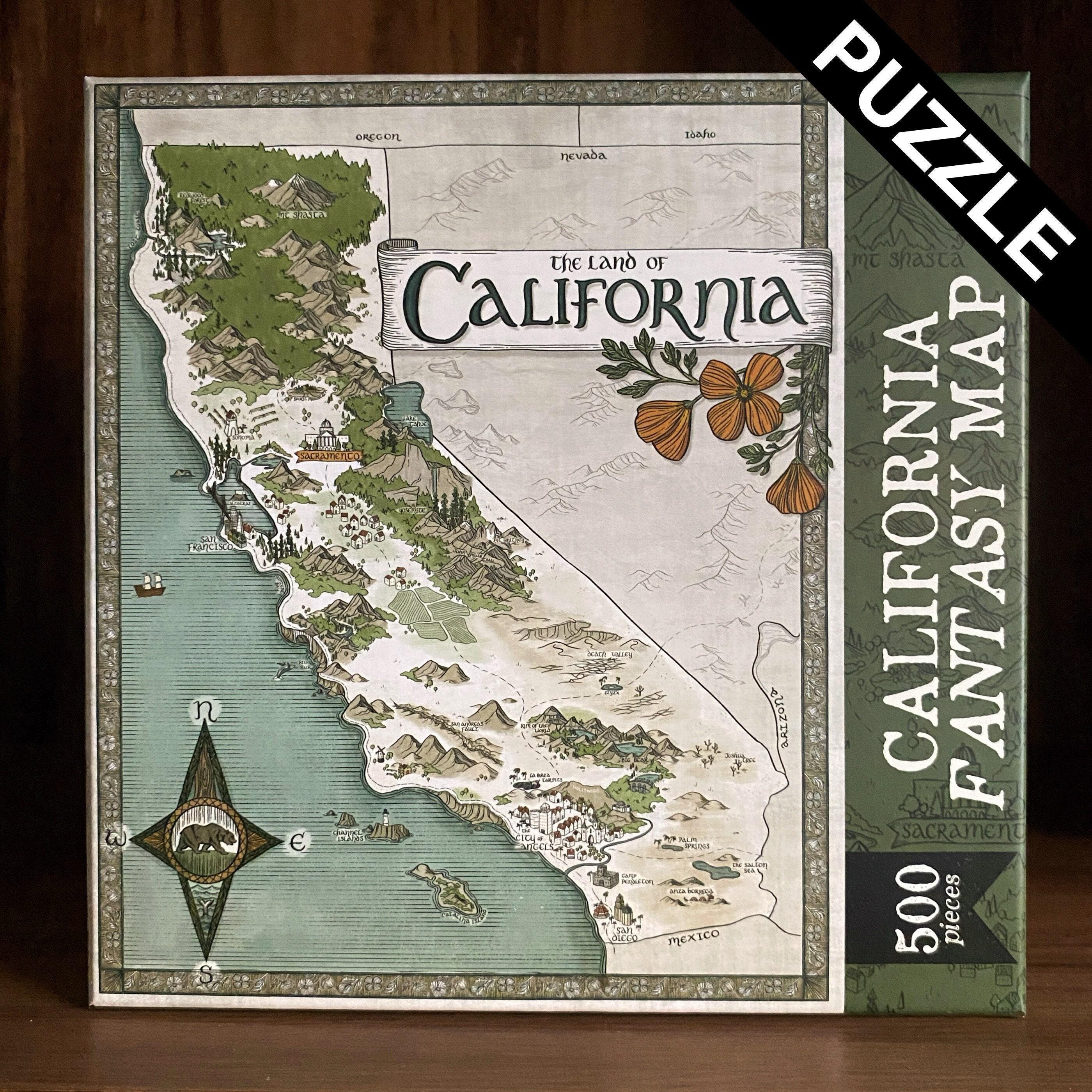 California Fantasy Map Puzzle - 500 Piece - RPG Map Art - Etsy