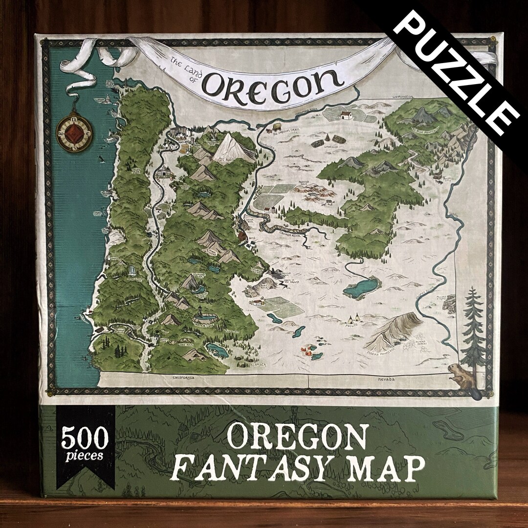 Oregon Fantasy Map Puzzle 500 Piece Puzzle Map Art, RPG Map Fantasy ...