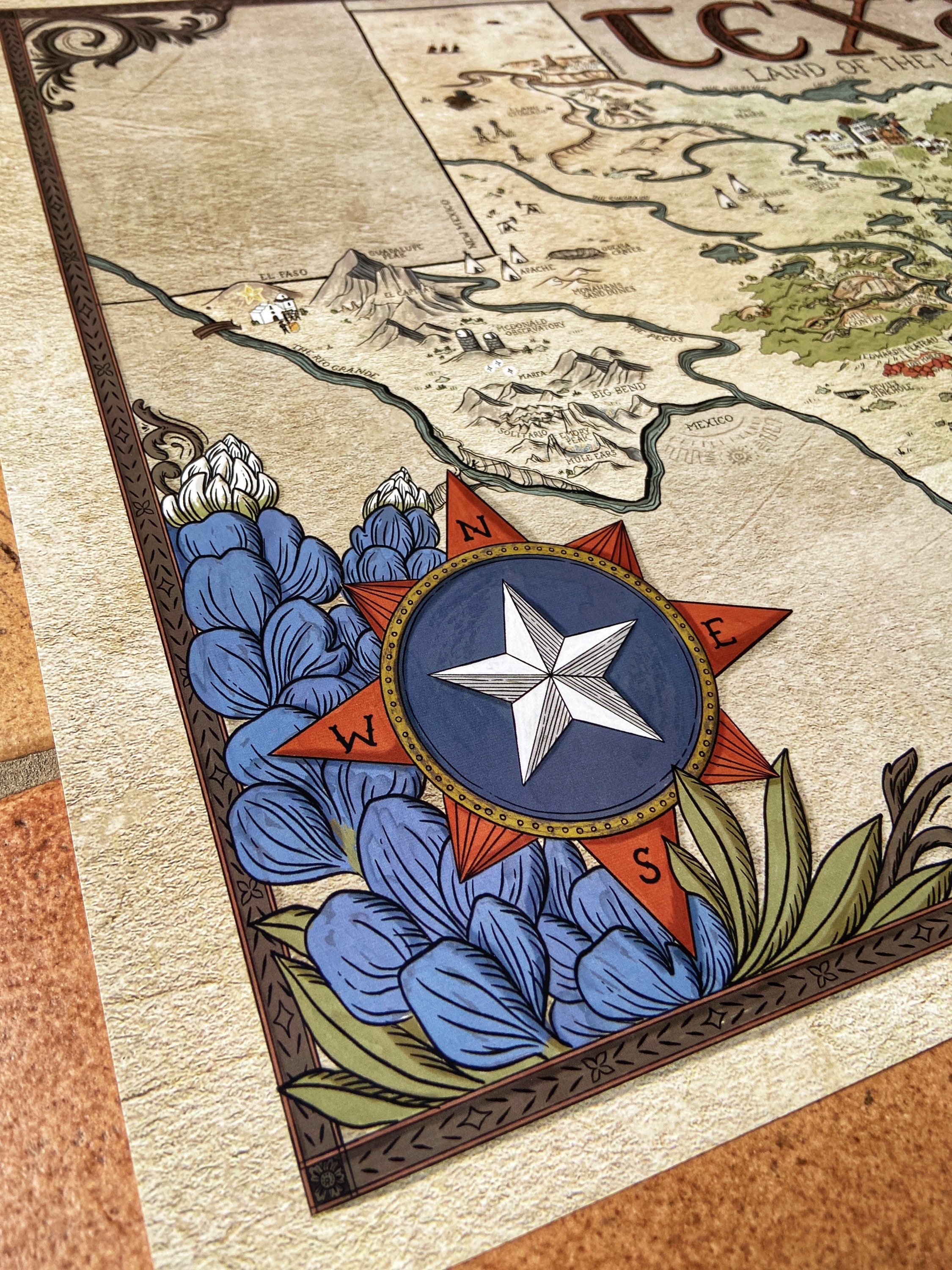 Texas Map Hand-drawn Fantasy Map of Texas 11x14 or 16x20 - Etsy