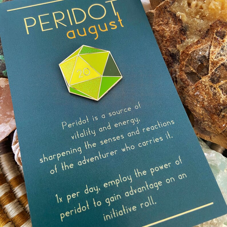 Peridot D20 August Birthstone D&D/RPG Enamel Pin | Etsy