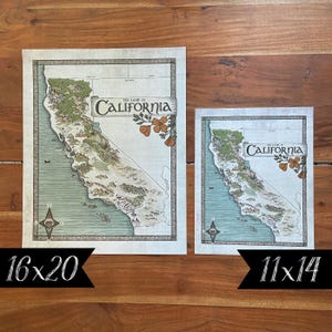 California Fantasy Map Hand-drawn Illustrated Map of California 11x14 ...