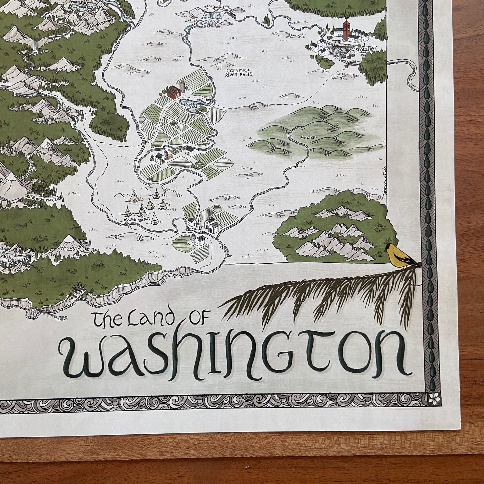 Washington Map Hand-drawn Fantasy Map of Washington 11x14 - Etsy