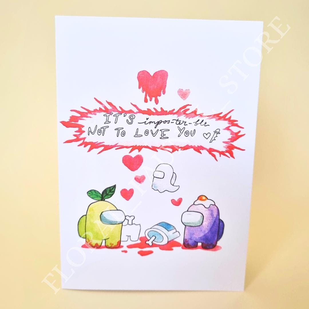 AMONGUS GREETING CARD It's Imposter-able Not to Love You - Etsy Australia