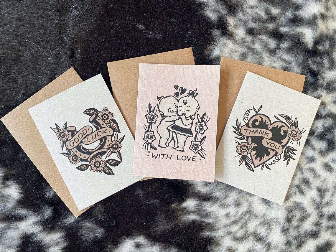 Thank You Traditional Tattoo Greeting Card - Etsy UK
