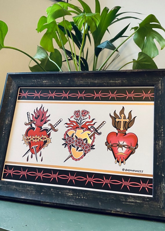 Traditional Sacred Heart Tattoo Flash