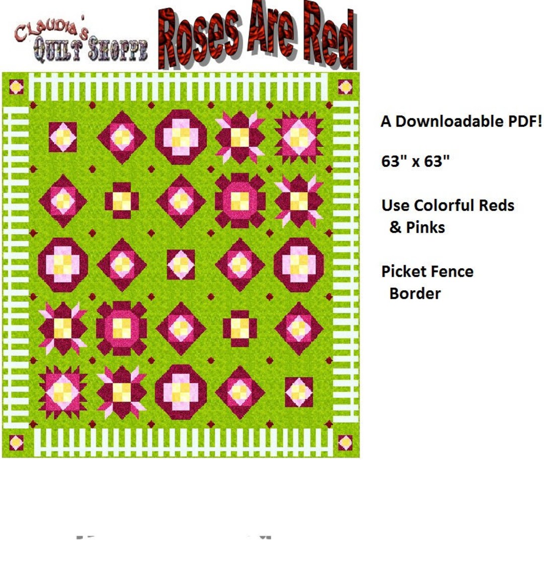 Roses Are Red Quilt Pattern Downloadable PDF - Etsy