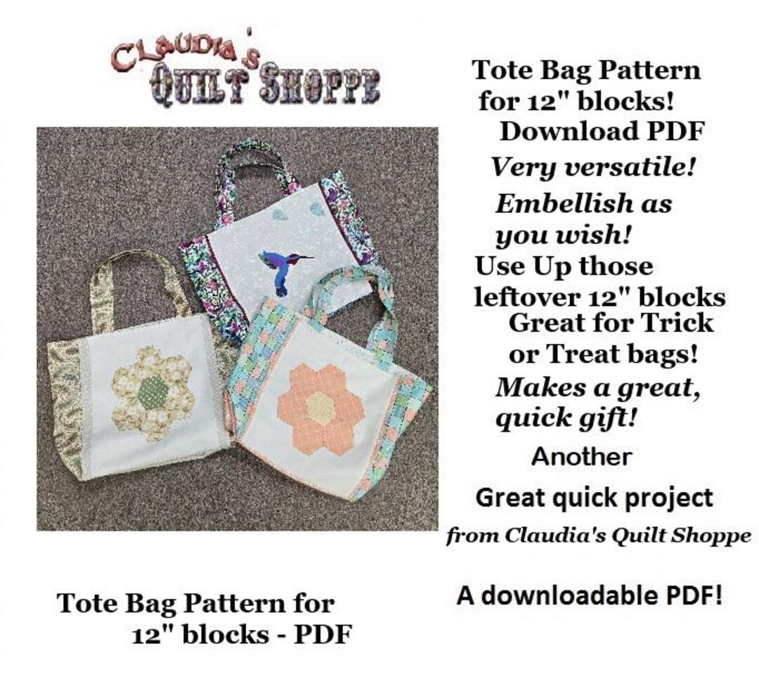 Tote Bag Pattern for 12