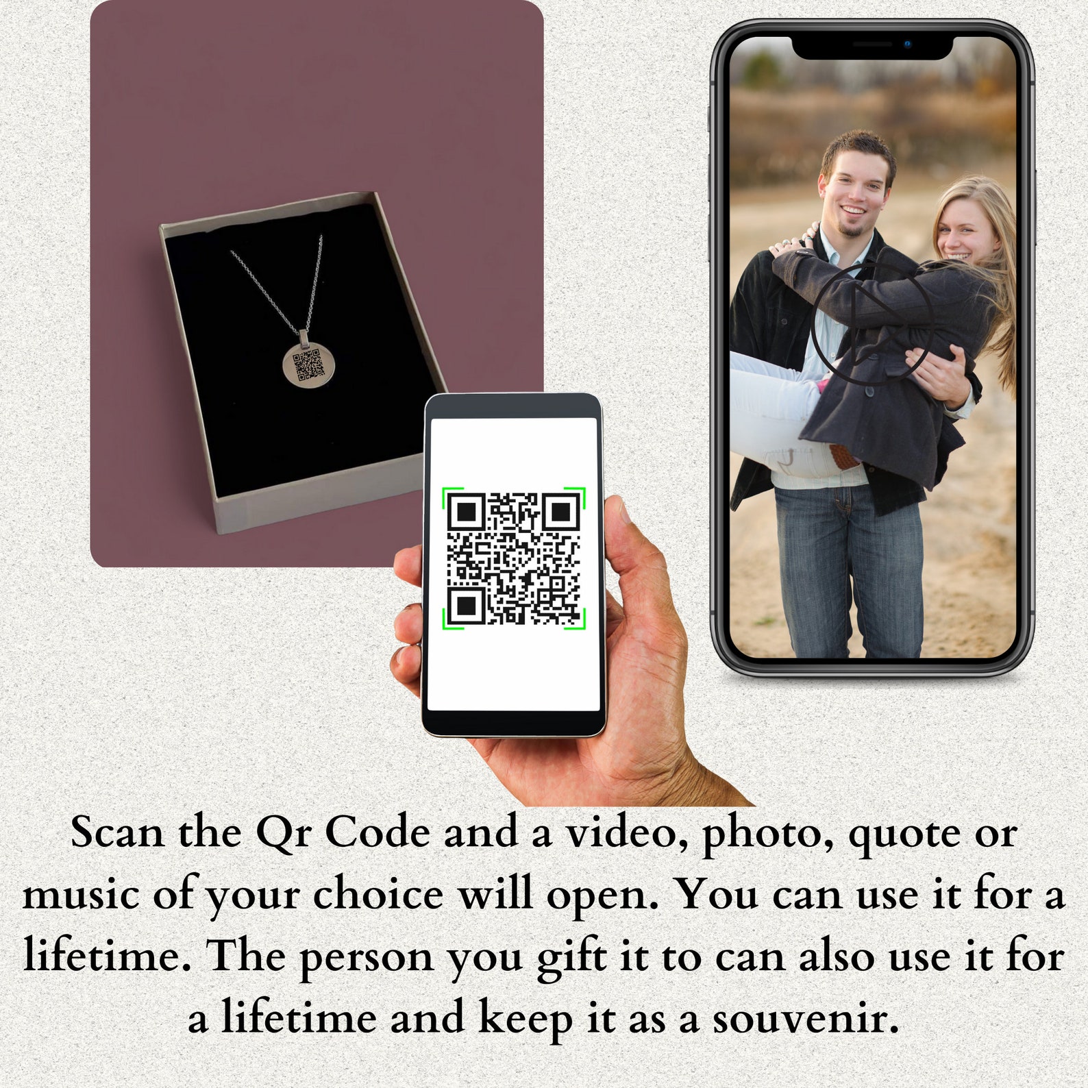 Memory QR Code Pendant, Romantic Jewelry Keepsake, Unique Sentimental ...