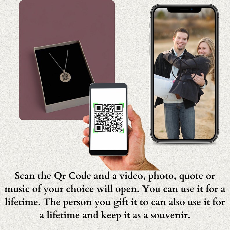 Memory QR Code Pendant, Romantic Jewelry Keepsake, Unique Sentimental ...