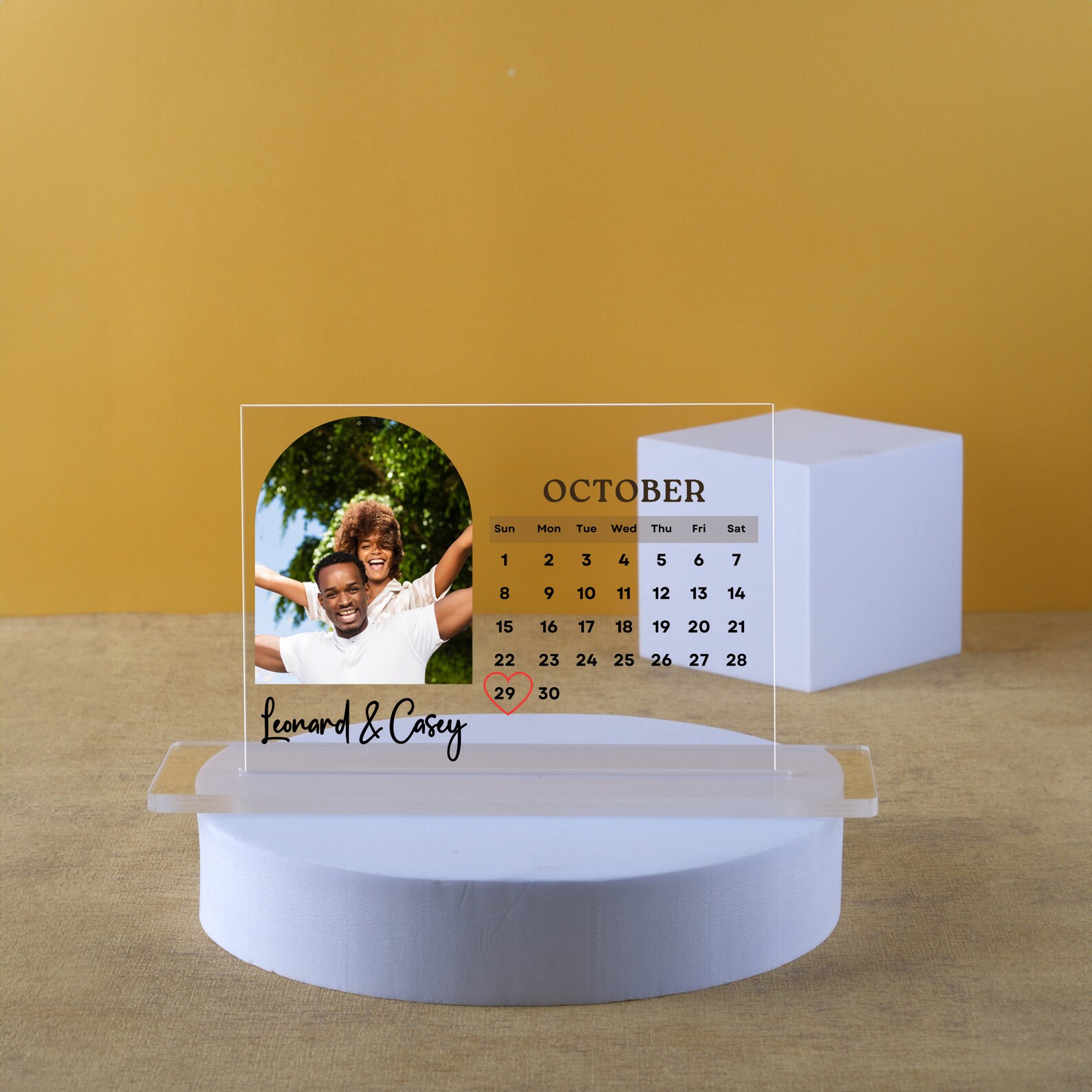Custom Love Anniversary Acrylic Calendar - UV Printed With Personalized ...
