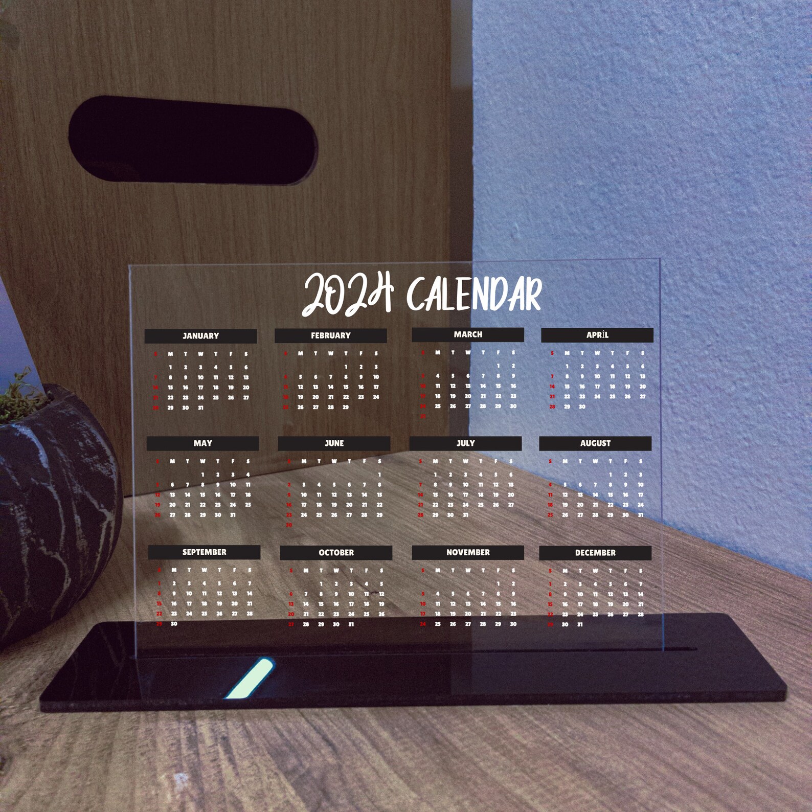 Sleek 2024 Acrylic Calendar UV Printed, Modern Design Desk Calendar for ...