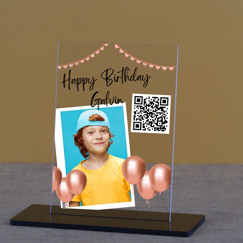Birthday QR Code Acrylic Plaque Custom Photo & Video Message ...