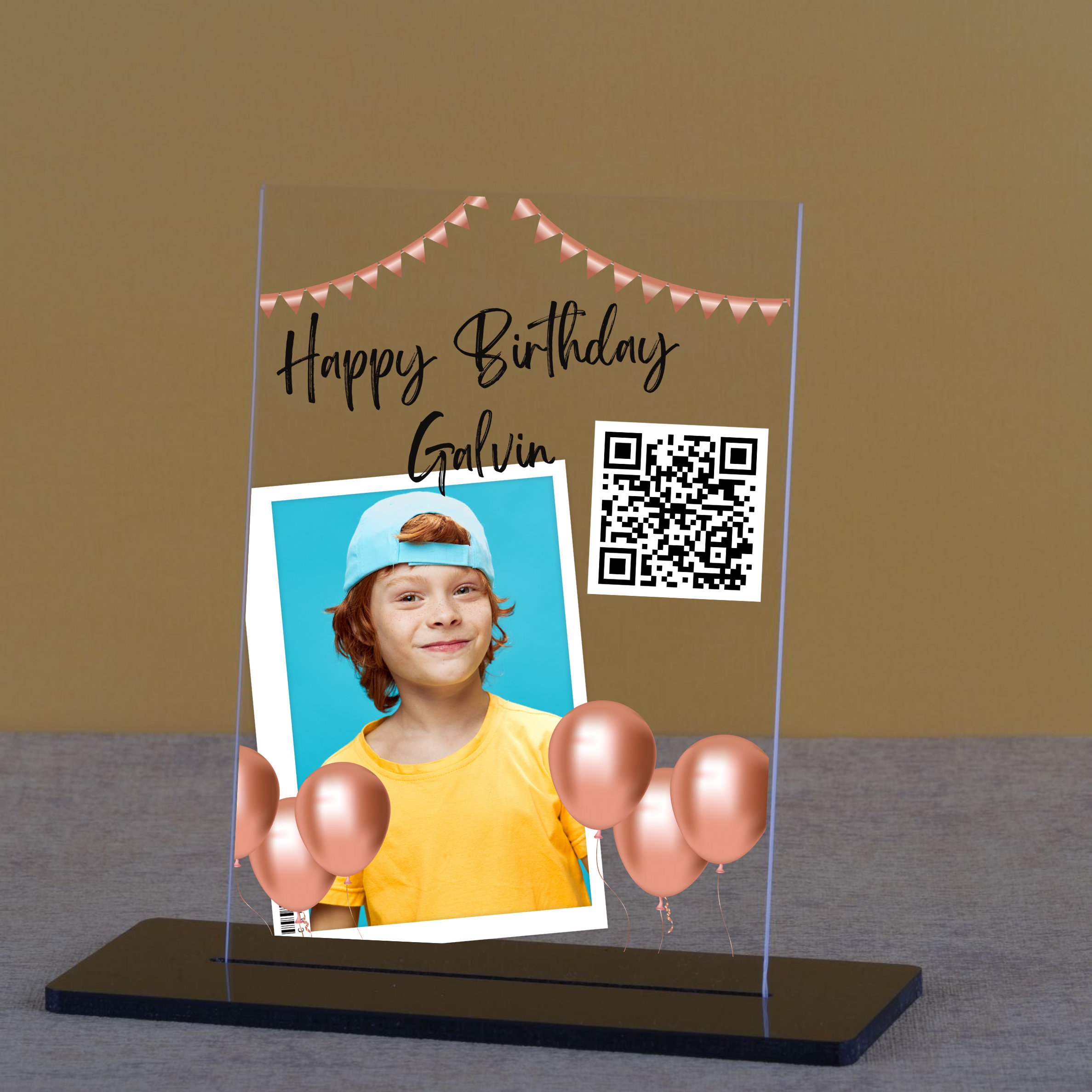 Birthday QR Code Acrylic Plaque Custom Photo & Video Message ...