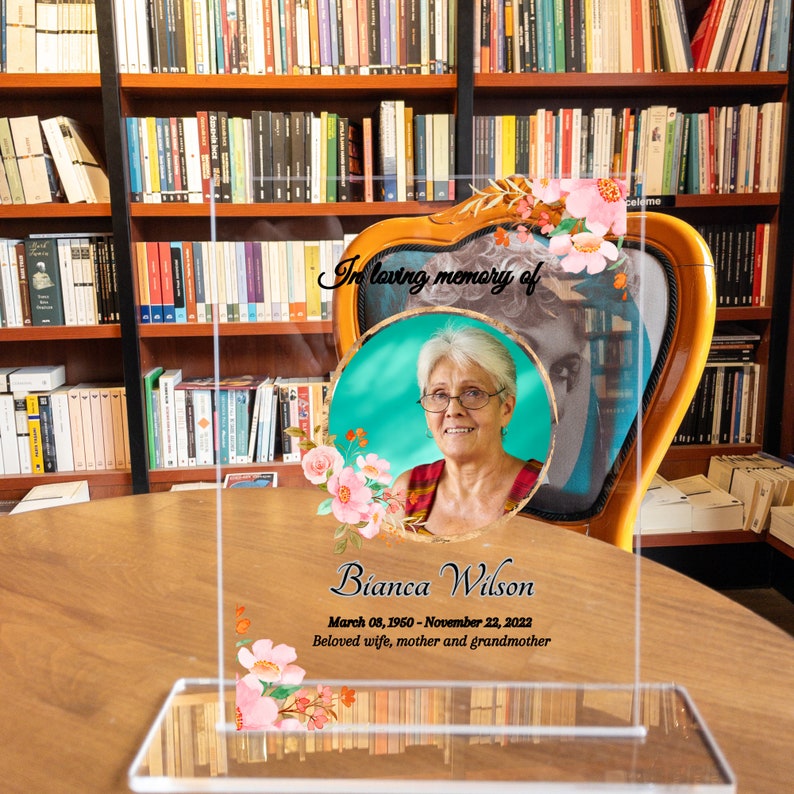 Personalized Memorial With Custom Photo on Acrylic or Wooden Stand in ...