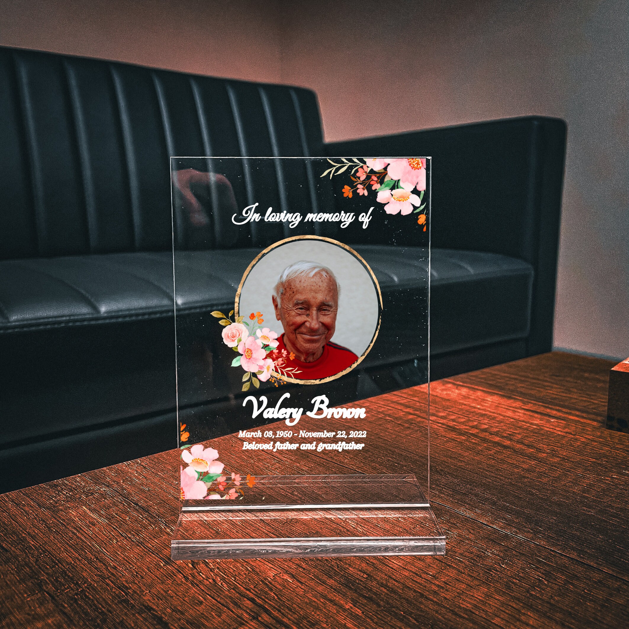 Personalized Memorial With Custom Photo on Acrylic or Wooden Stand in ...