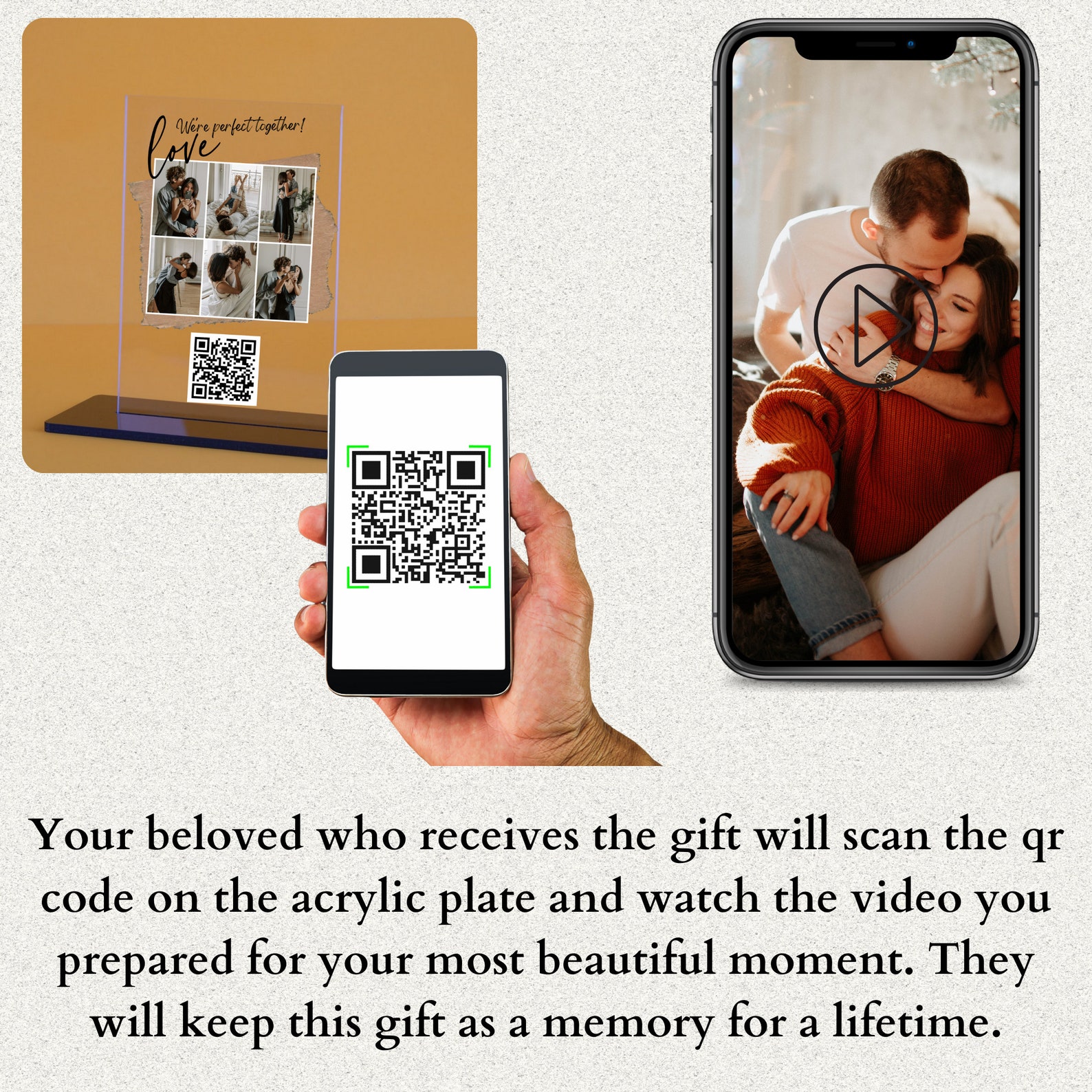 Personalized Lovers Memory Plaque With QR Video Romantic Souvenir ...