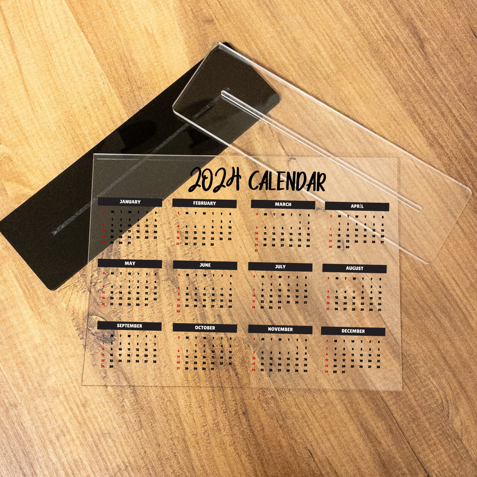 Sleek 2024 Acrylic Calendar UV Printed, Modern Design Desk Calendar for ...