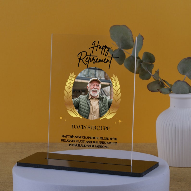 Personalized Retirement Gift, Custom Photo & Quote Keepsake for Retiree ...