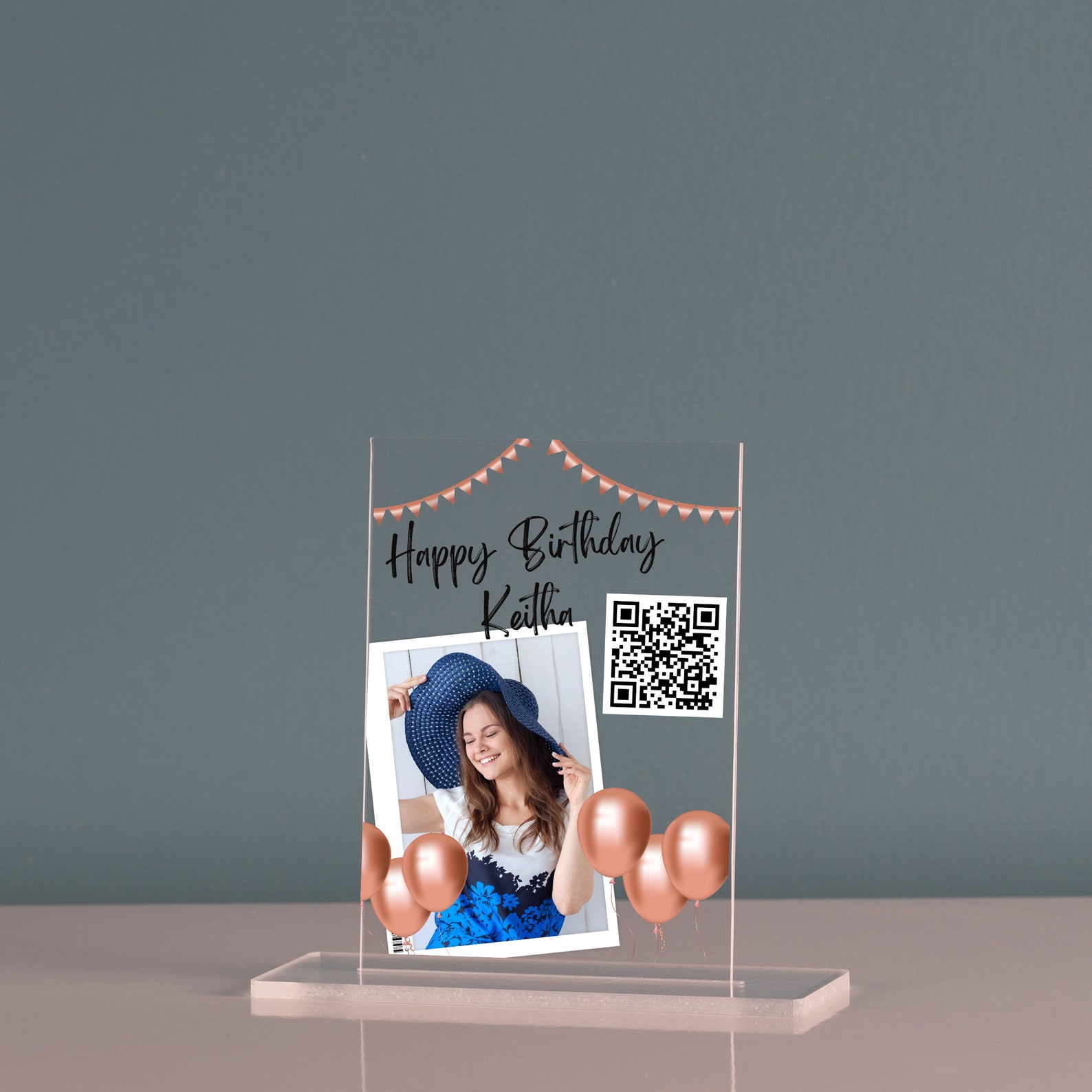 Birthday QR Code Acrylic Plaque - Custom Photo & Video Message, Bedroom ...