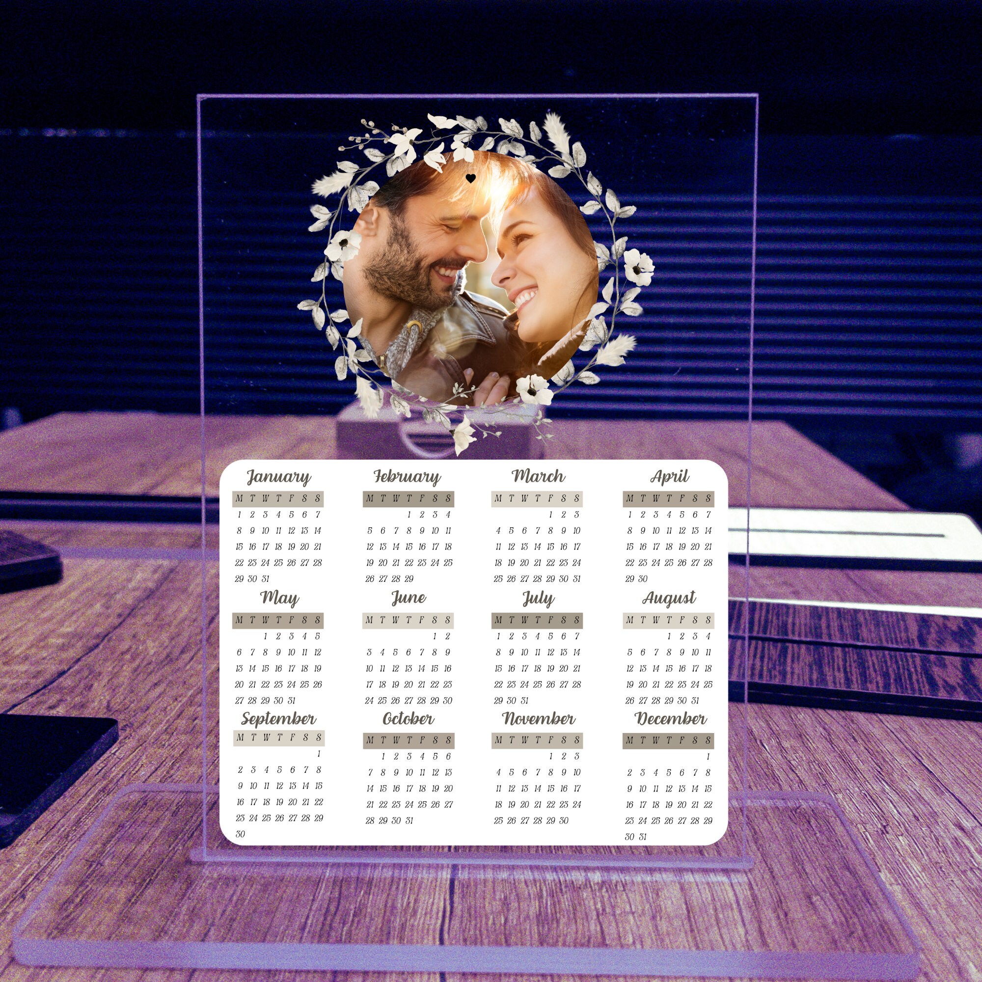 Personalized 2024 Calendar With Photo, Acrylic 2024 Calendar Print ...