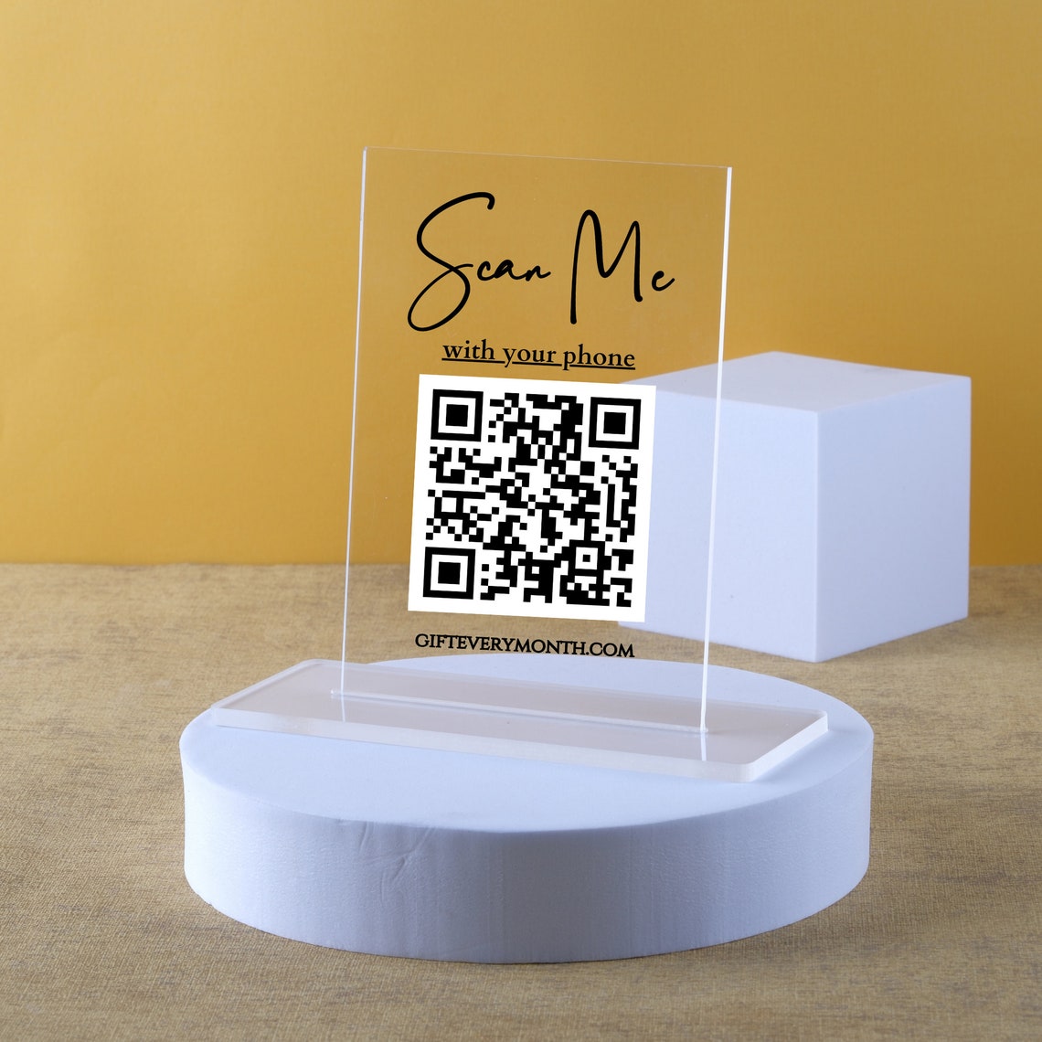 Custom Acrylic QR Code Business Sign With Stand - Etsy