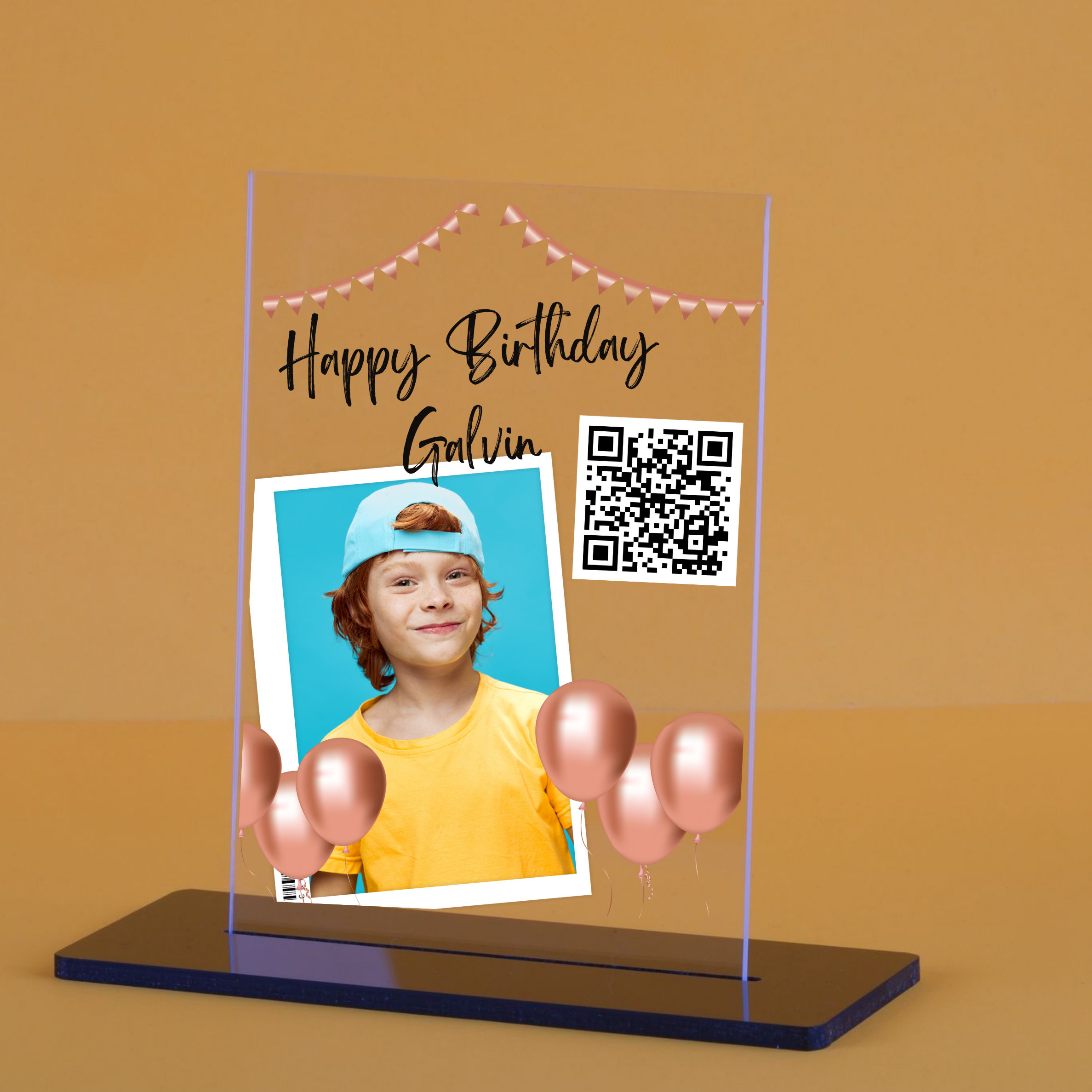 Birthday QR Code Acrylic Plaque Custom Photo & Video Message ...