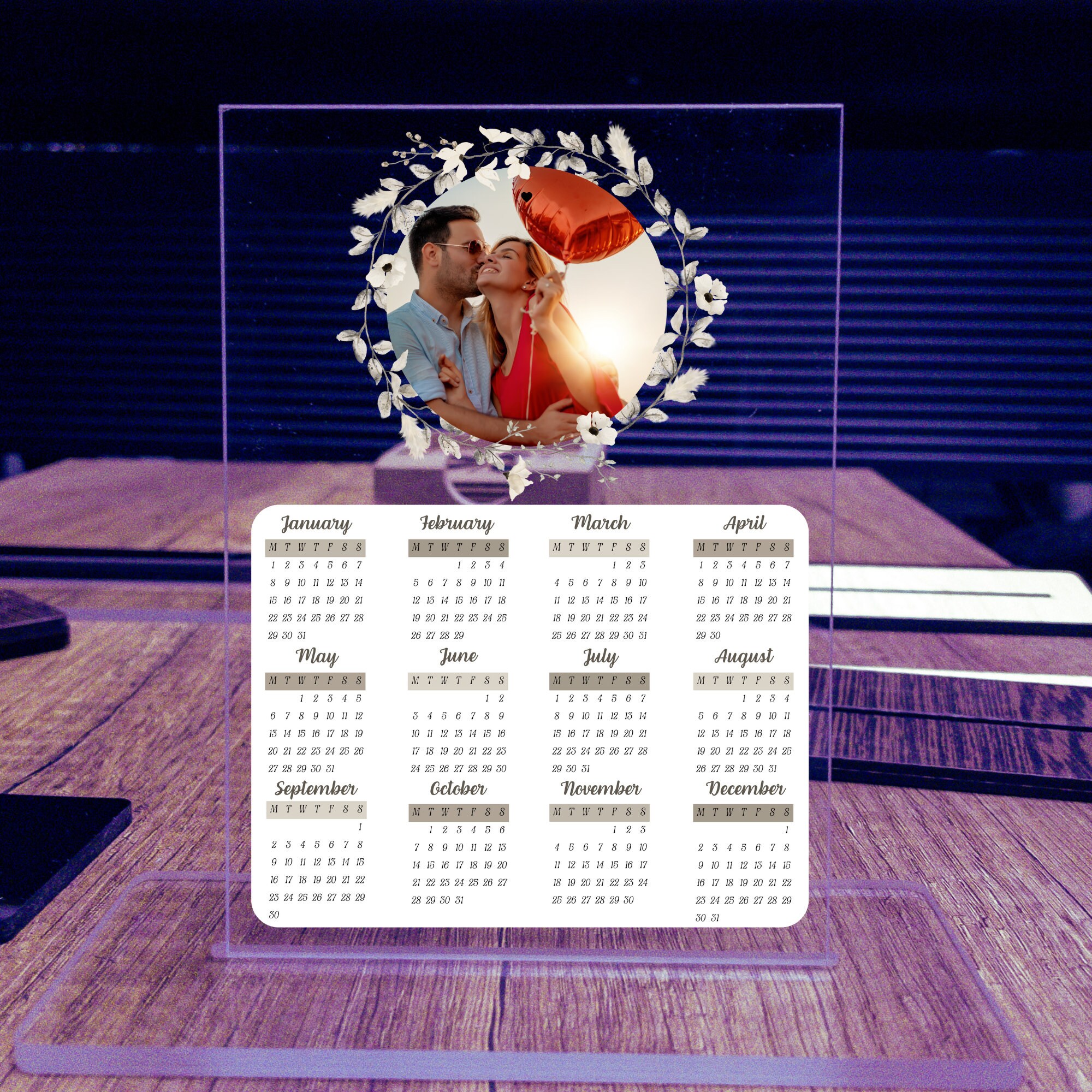 Personalized 2024 Calendar With Photo, Acrylic 2024 Calendar Print ...