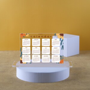2024 Floral Acrylic Desk Calendar Elegant Uv-printed Date Planner for ...