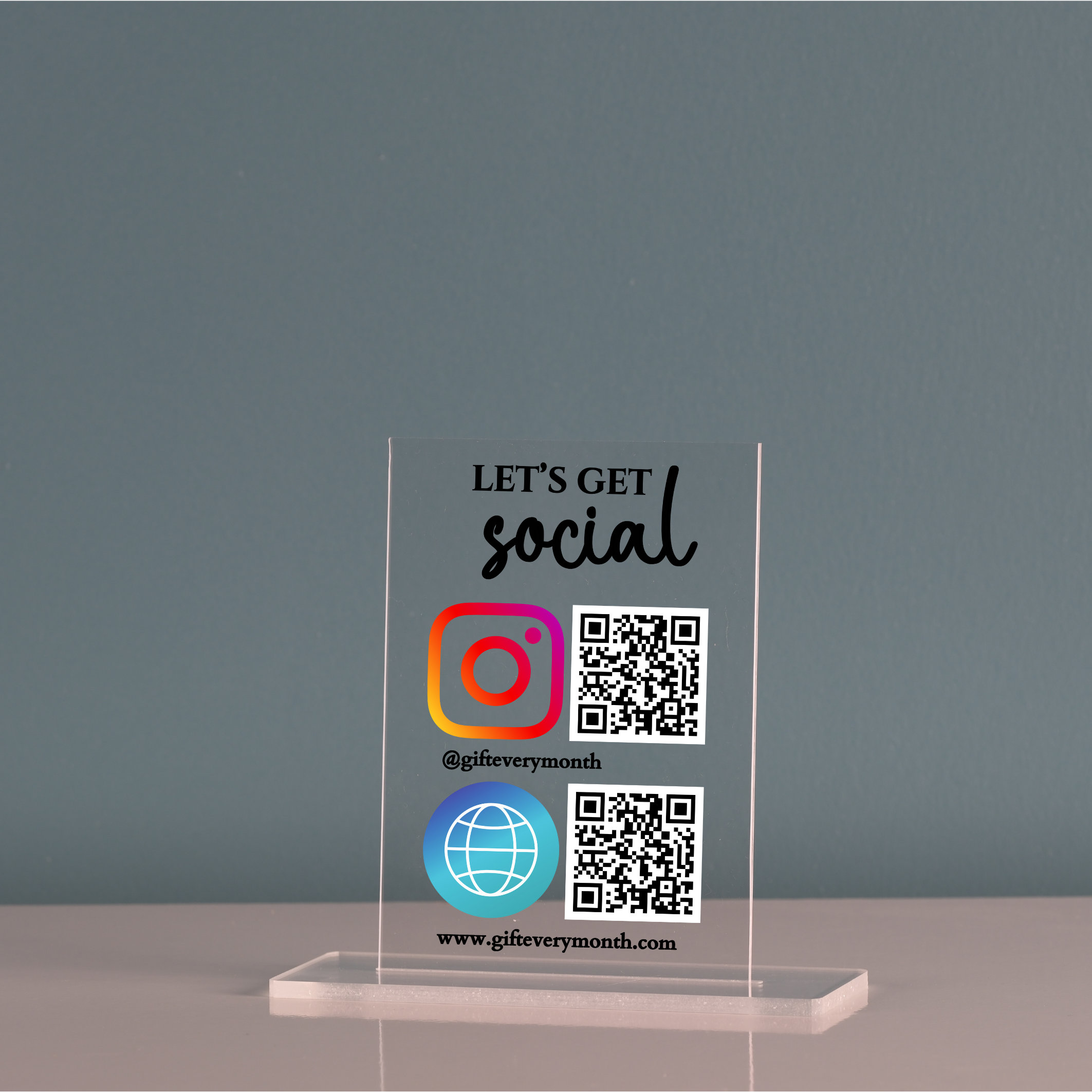 Custom Social Media QR Code Acrylic Print With Stand, Connect Your ...