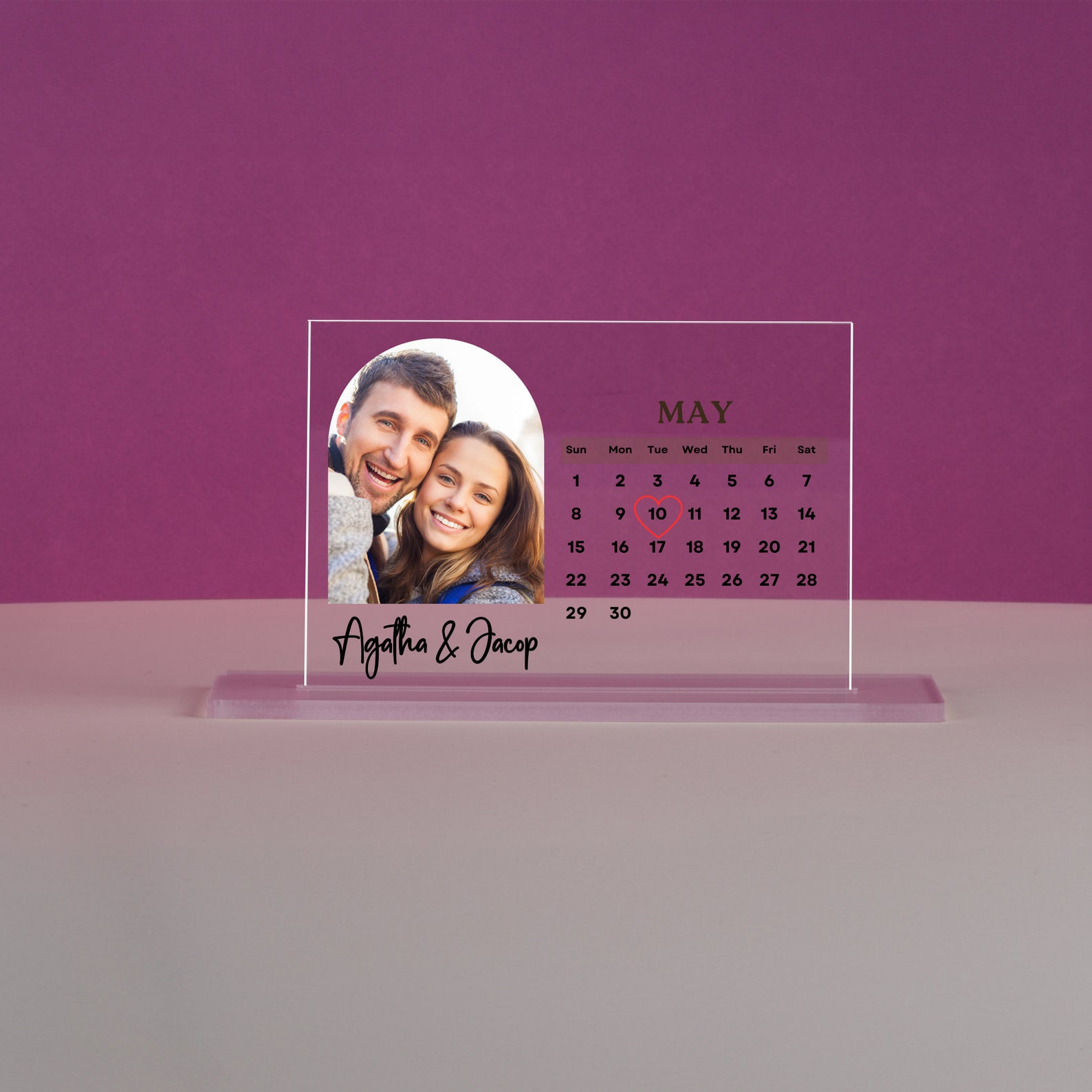 Custom Love Anniversary Acrylic Calendar - UV Printed With Personalized ...