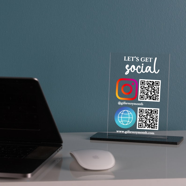 Social Media QR Code Sign Acrylic Print With Stand, Connect Your ...