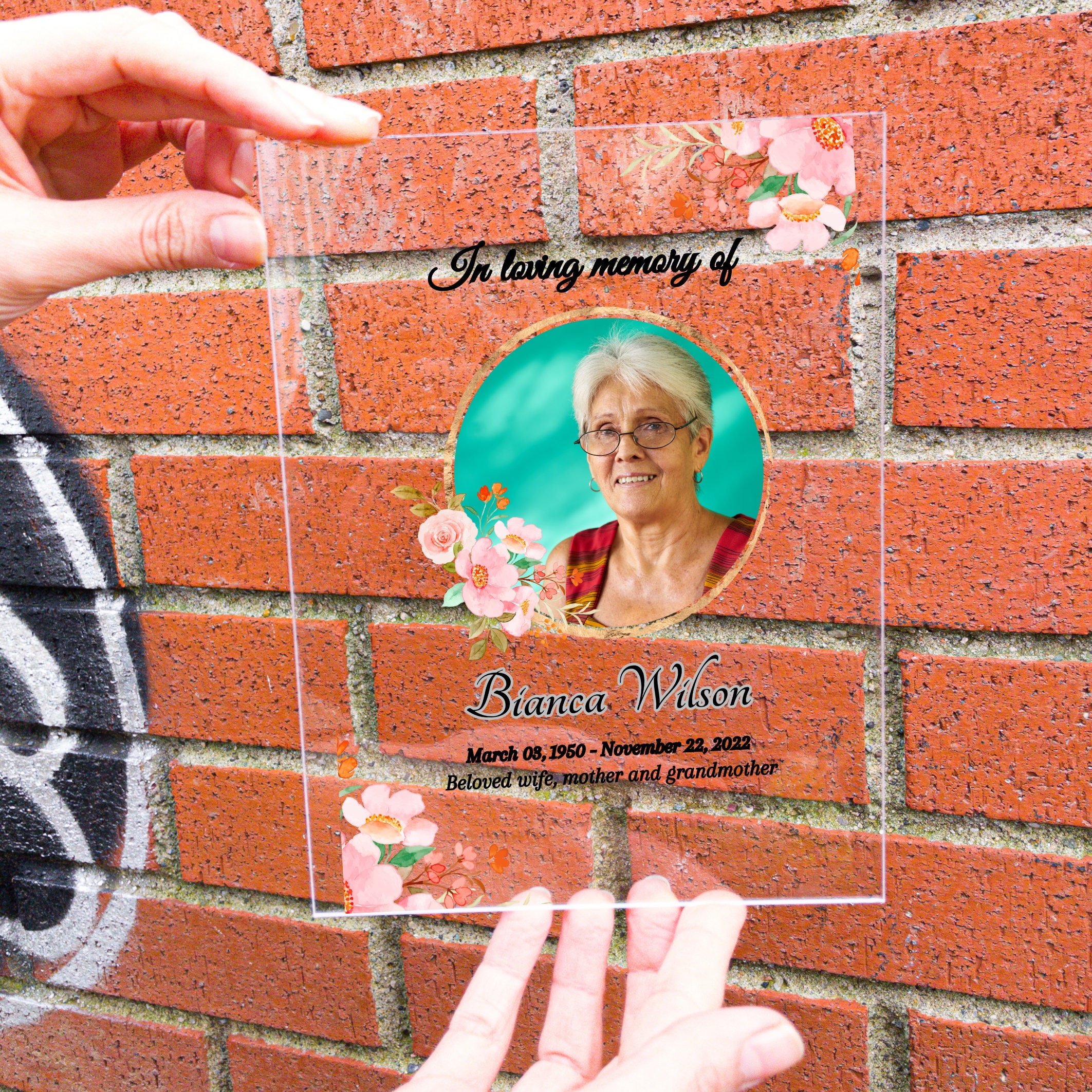 Personalized Memorial With Custom Photo on Acrylic or Wooden Stand in ...