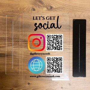 Custom Social Media QR Code Acrylic Print With Stand, Connect Your ...