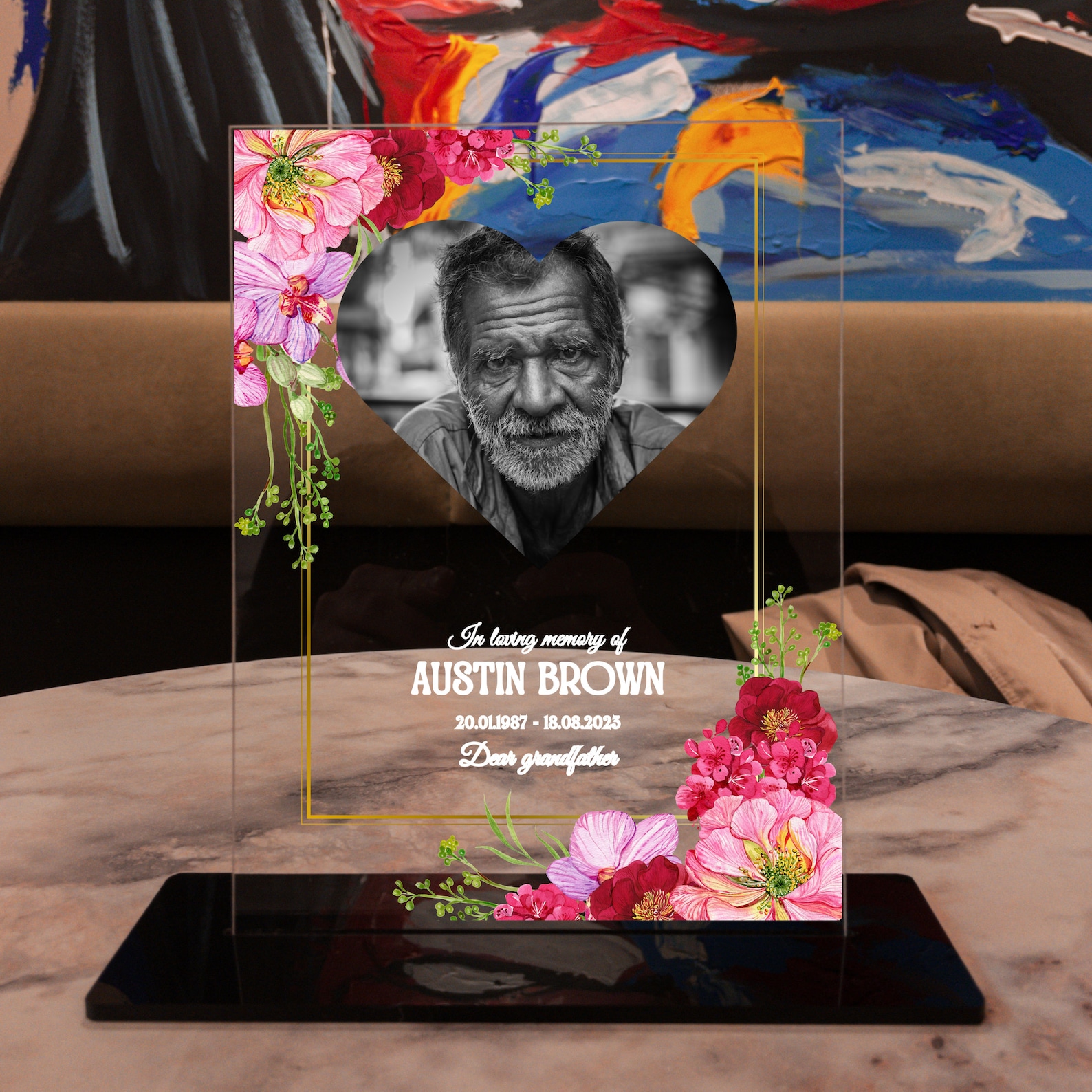 Personalized Memorial With Custom Photo on Acrylic or Wooden Stand in ...