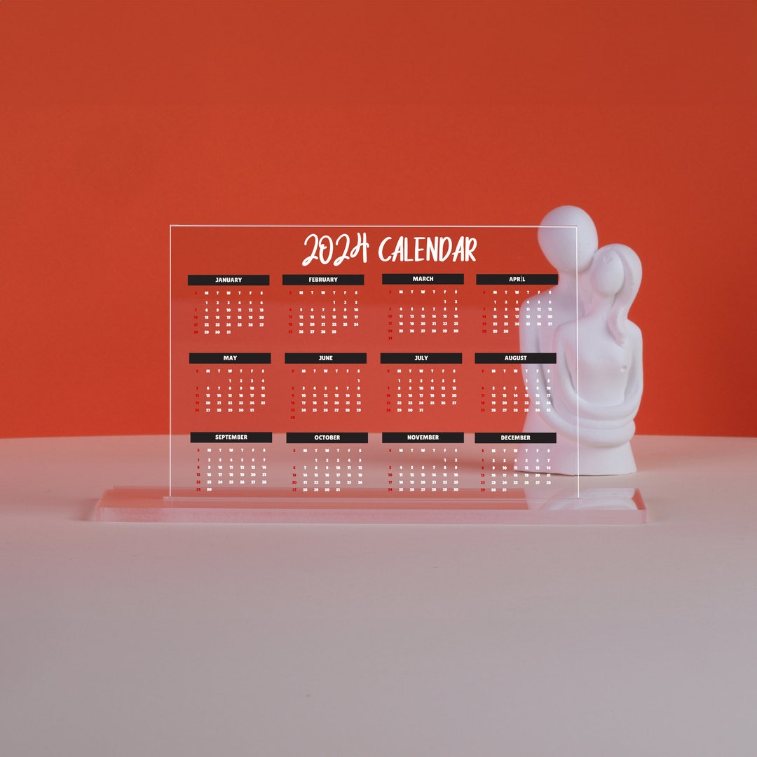 Sleek 2024 Acrylic Calendar UV Printed, Modern Design Elegant 2024 ...
