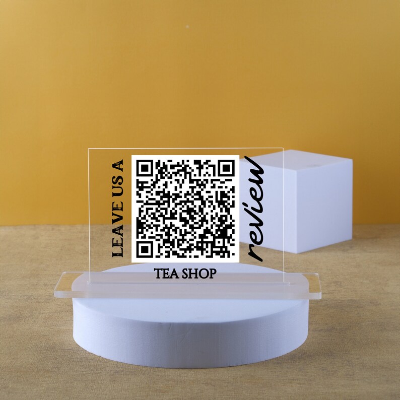Custom Google Review Acrylic Sign, Scannable QR Code, Modern Customer ...