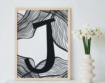 Letter j Printable Initial Art Poster - Etsy