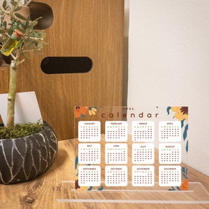 2024 Floral Acrylic Desk Calendar Elegant Uv-printed Date Planner for ...
