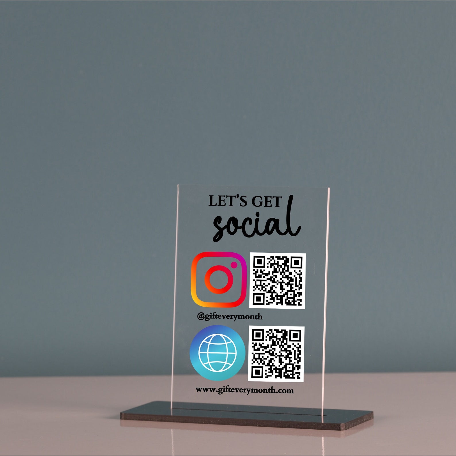 Custom Social Media QR Code Acrylic Print With Stand, Connect Your ...