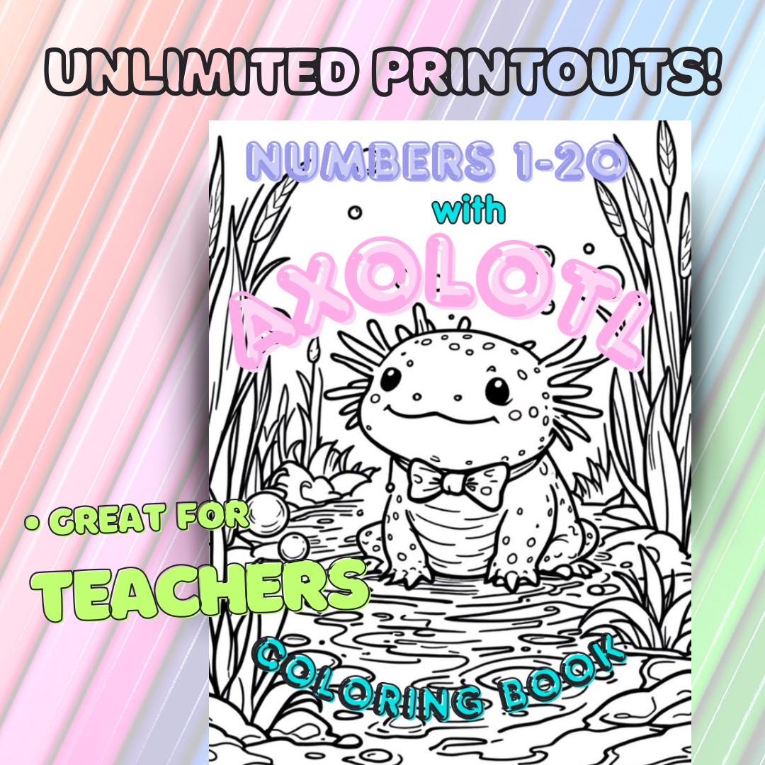 Axolotl Color Numbers 1-20 - Unlimited Downloads and Printouts With ...